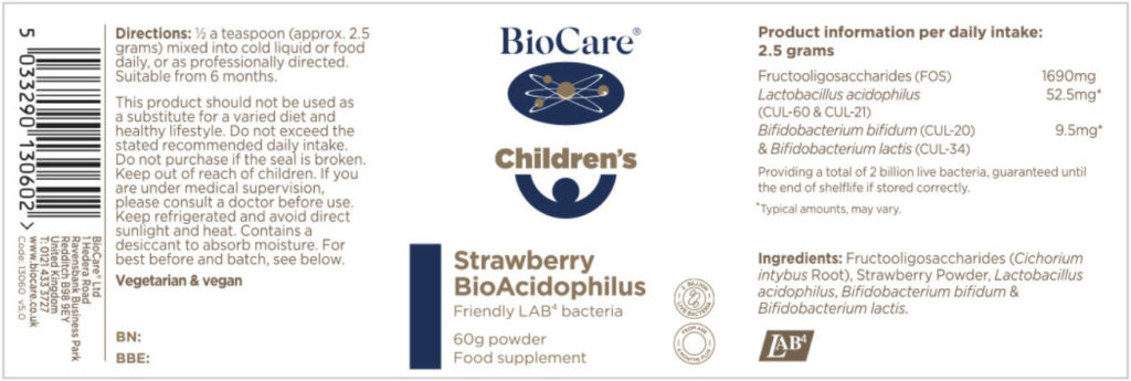 BioCare Children's BioAcidophilus - NatureDoc Shop