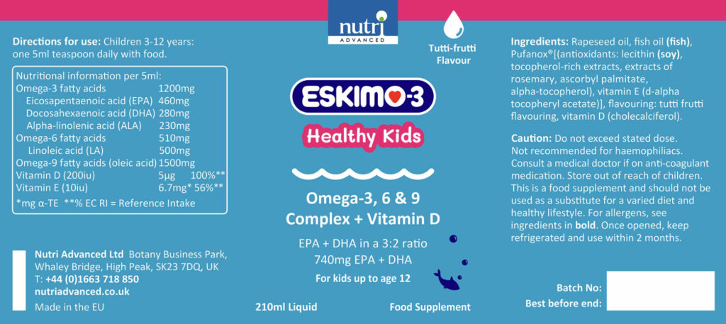 Eskimo-3 Healthy Kids Fish Oil - Tutti Frutti 210ml - NatureDoc Shop