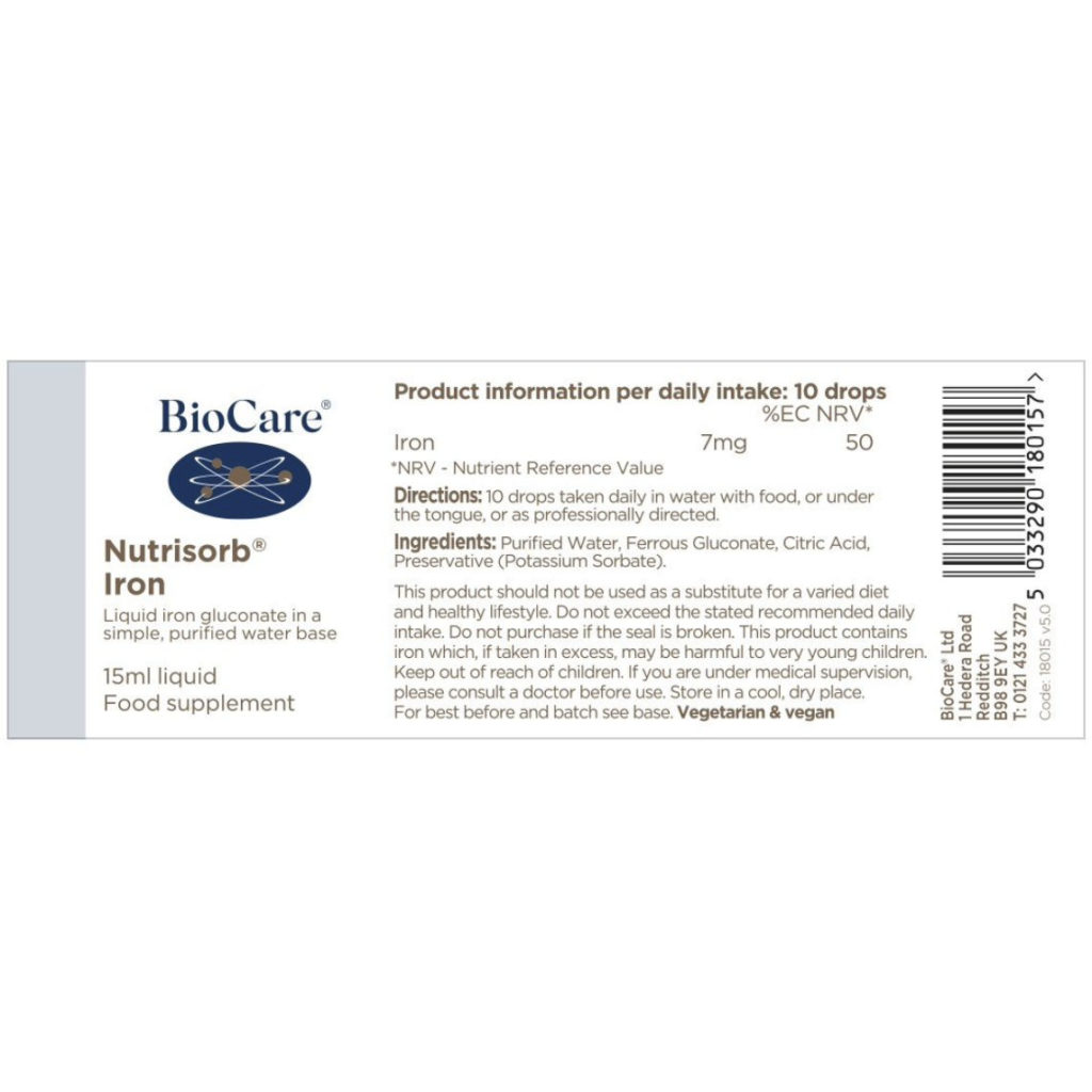 BioCare Nutrisorb® Liquid Iron 15ml - NatureDoc Shop