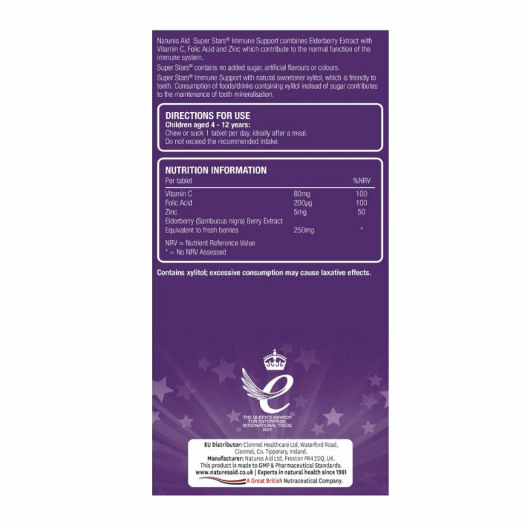 Natures Aid Super Stars Immune Support - 60 Chewable Tablets ...