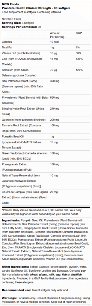 NOW Foods Prostate Health 90 Softgels - NatureDoc Shop